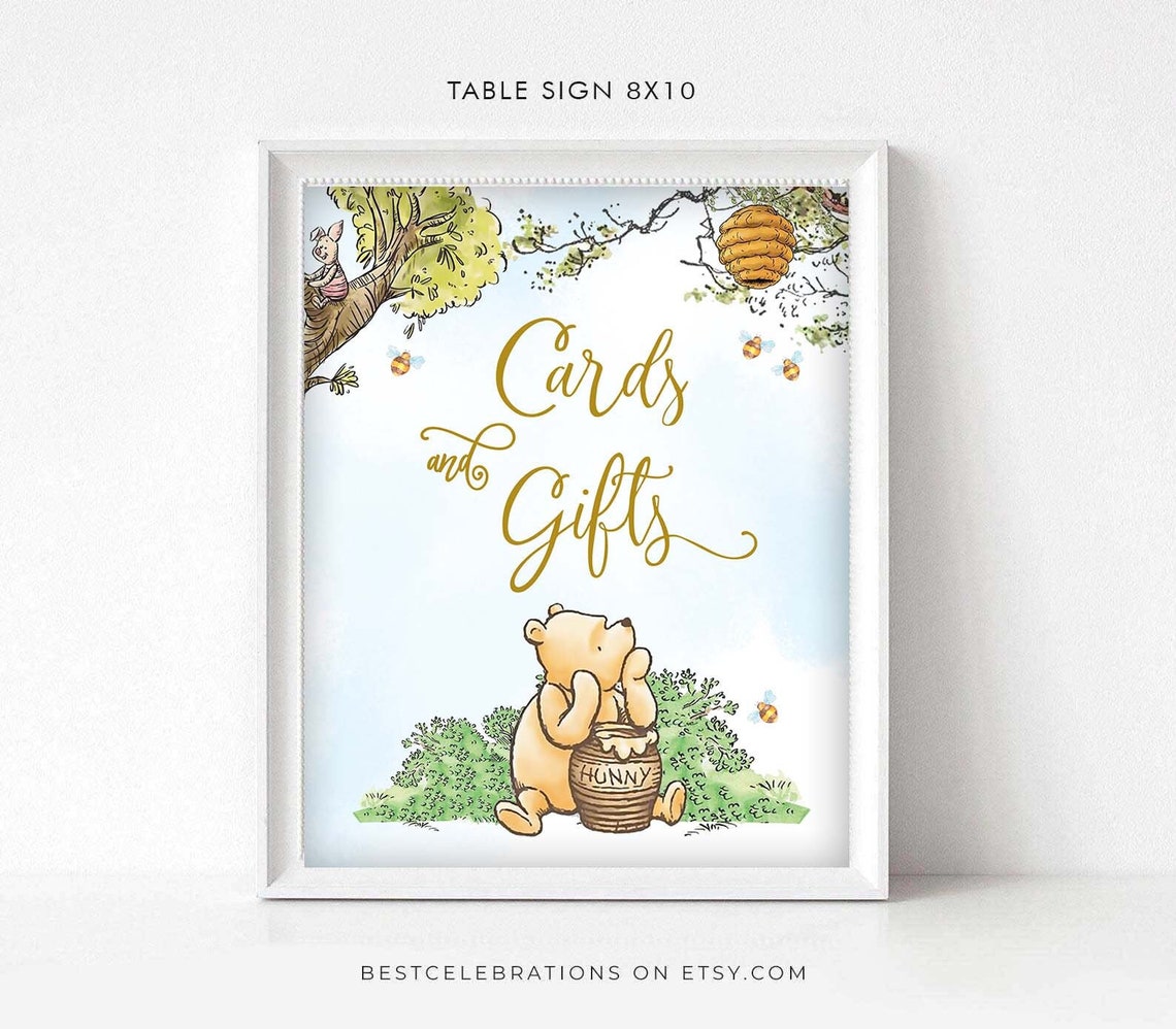 Classic Winnie the Pooh Cards and Gifts Sign Printable Cards - Etsy