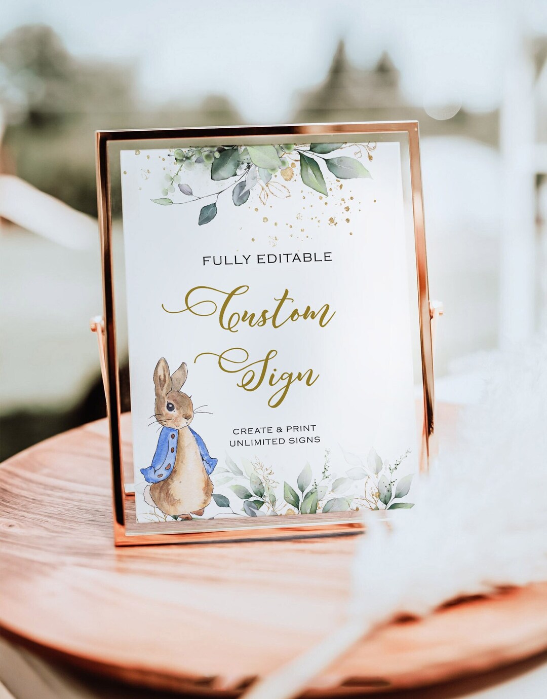 Peter Rabbit Custom Sign Blue Bunny Table Sign Create Any Sign ...