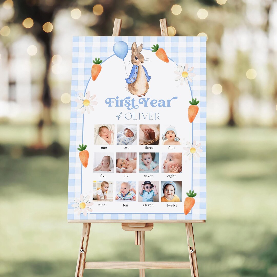 Peter Rabbit Milestone Birthday Sign Baby's First Year Photo Poster ...