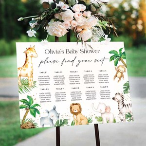 Safari Baby Shower Seating Chart: Jungle Animals, Editable Template - Etsy