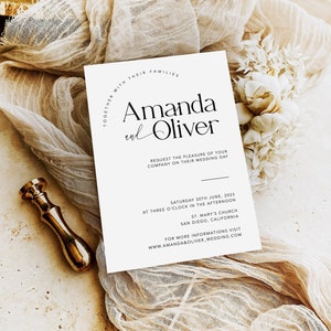 Minimalist Wedding Invitation Template: Simple Elegant Design ...