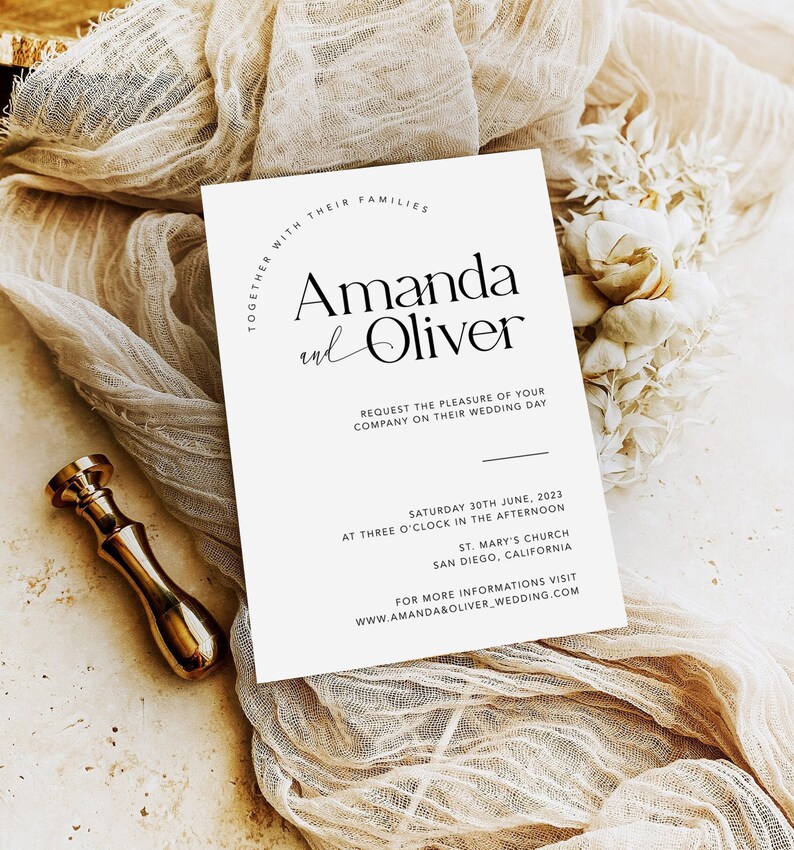 Minimal Wedding Invitation Card Printable Wedding Invitation - Etsy