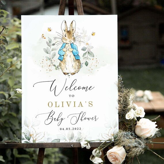 Peter Rabbit Baby Shower Welcome Sign Editable Baby Shower Sign Peter Rabbit Decorations Boys Baby Shower Poster Large Baby Sign PR Etsy