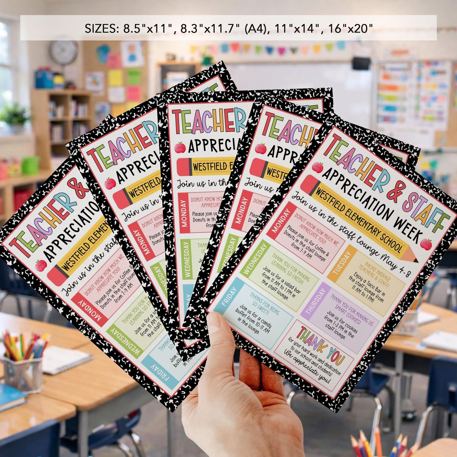 Teacher Appreciation Week Flyer Template, Printable Teacher & Staff ...