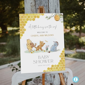 Classic Winnie the Pooh Welcome Sign, EDITABLE Winnie Pooh Large Poster ...