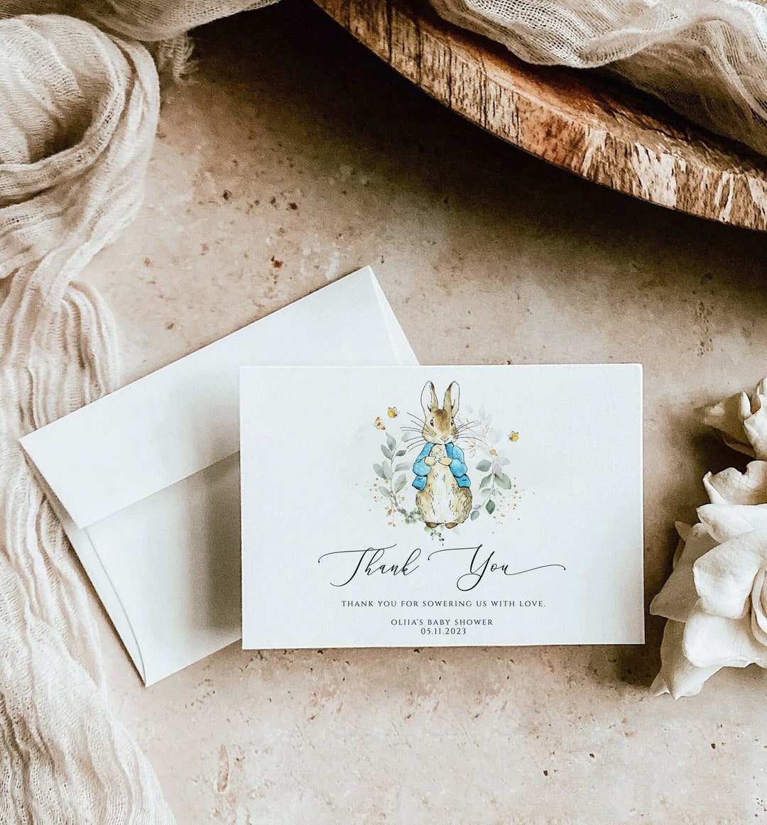 Blue Peter Rabbit Thank You Card Template, Peter Rabbit Printable ...