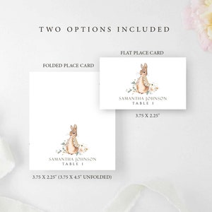 Peter Rabbit Place Card Template , Editable Baby Shower Place Cards ...