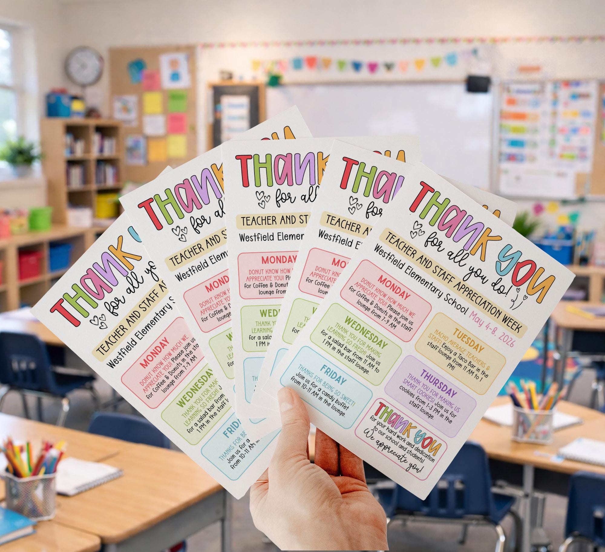 Teacher Appreciation Week Itinerary Flyer Template, Printable Teacher ...