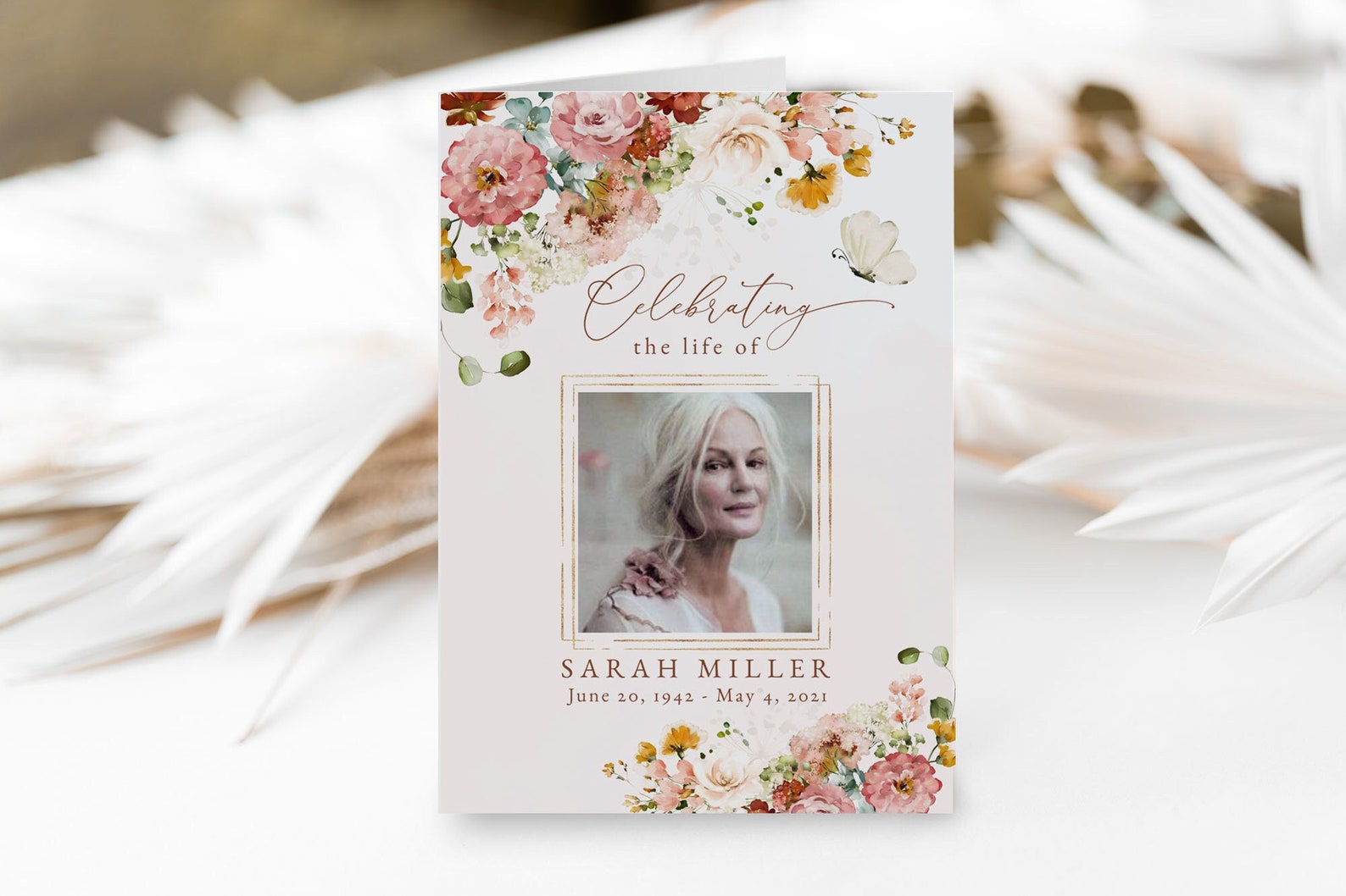 Floral Funeral Program Template: Garden Memorial Service (digital) - Etsy