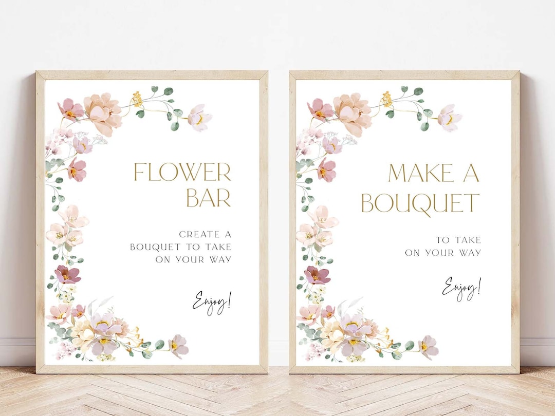 Editable Flower Bar Sign: Bouquet Station Printable (templett) - Etsy