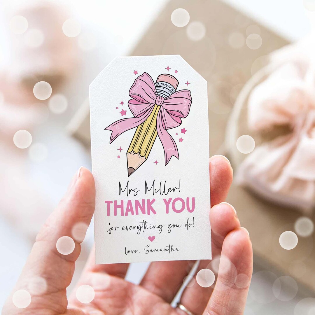 Teacher Appreciation Gift Tag: Printable Thank You Favor Label (canva ...