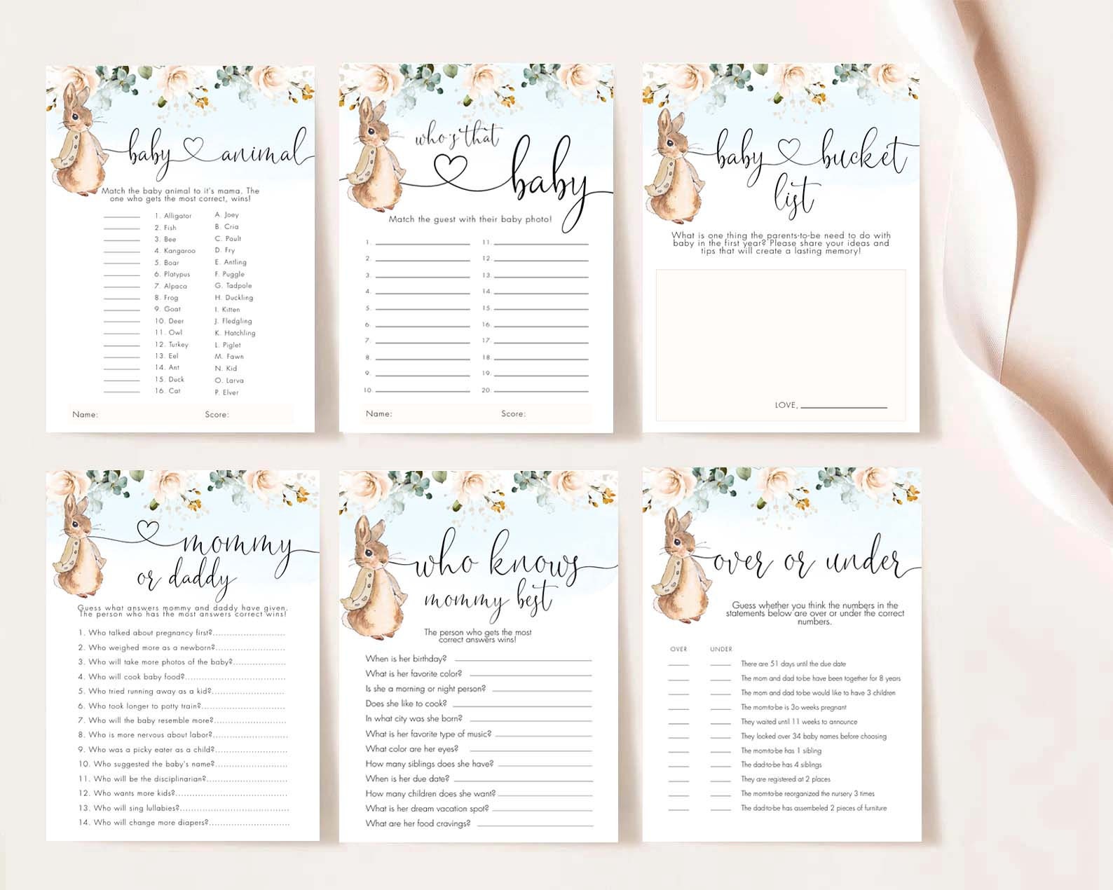 Peter Rabbit Baby Shower Games Gender Neutral Shower Game - Etsy
