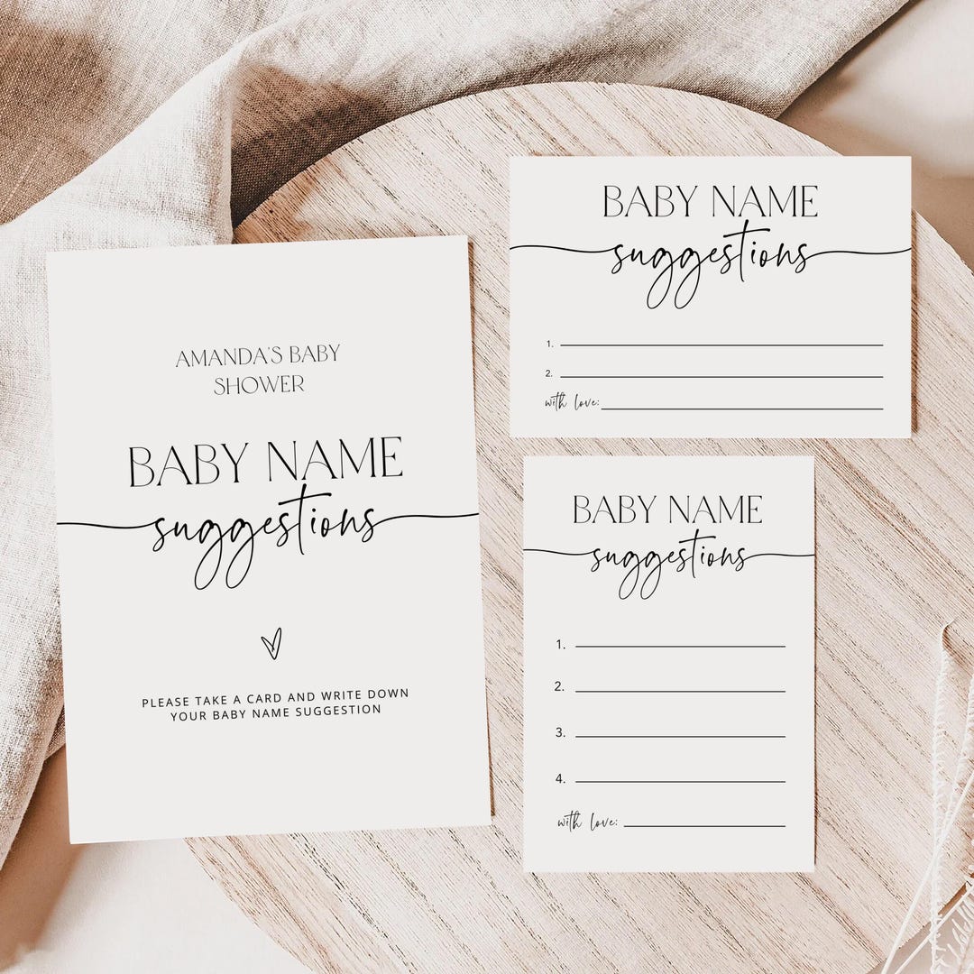 Baby Name Suggestions, Baby Name Ideas Game, Minimalist Baby Shower ...