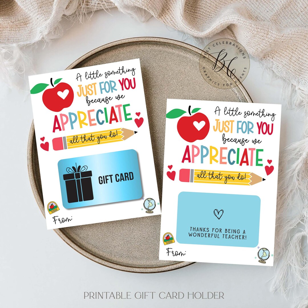 Teacher Appreciation Gift Card Holder Printable (digital Download) - Etsy
