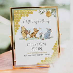 Classic Winnie the Pooh Editable Custom Sign Template, 8x10 Baby Shower ...