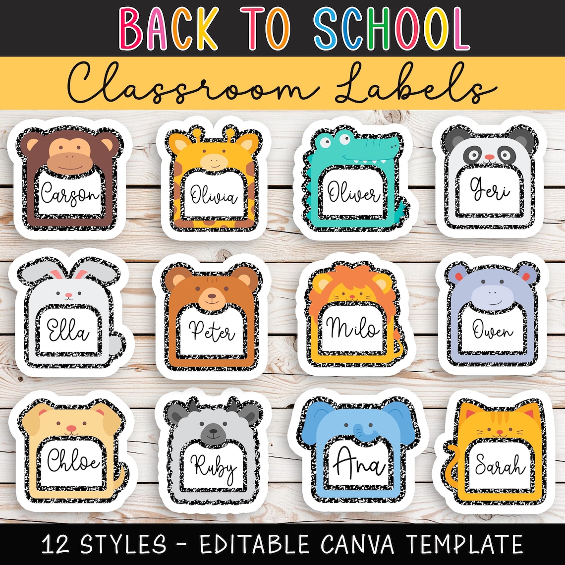 Editable Animal Classroom Labels: Back to School Canva Template ...