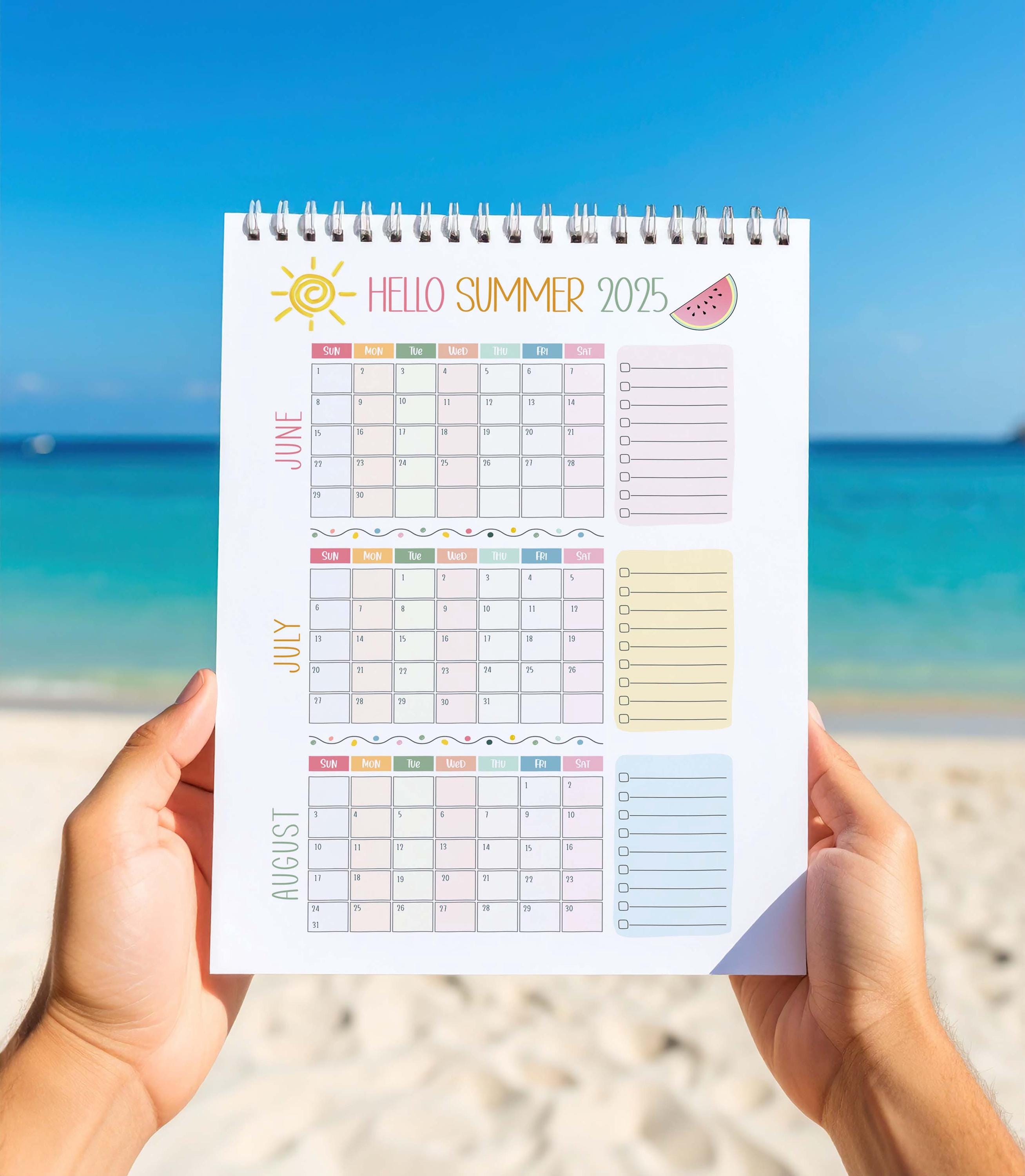 Summer Calendar Large Planner Poster Printable Digital Download Easy ...