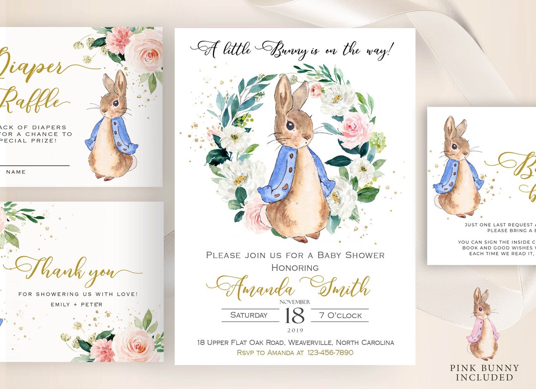 Peter Rabbit Baby Shower Invitation, Peter Rabbit Invitation, Baby ...