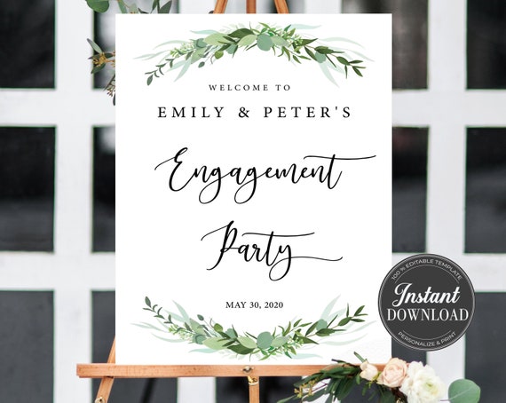 Classy Engagement Party Sign Editable Printable Classic & Elegant ...