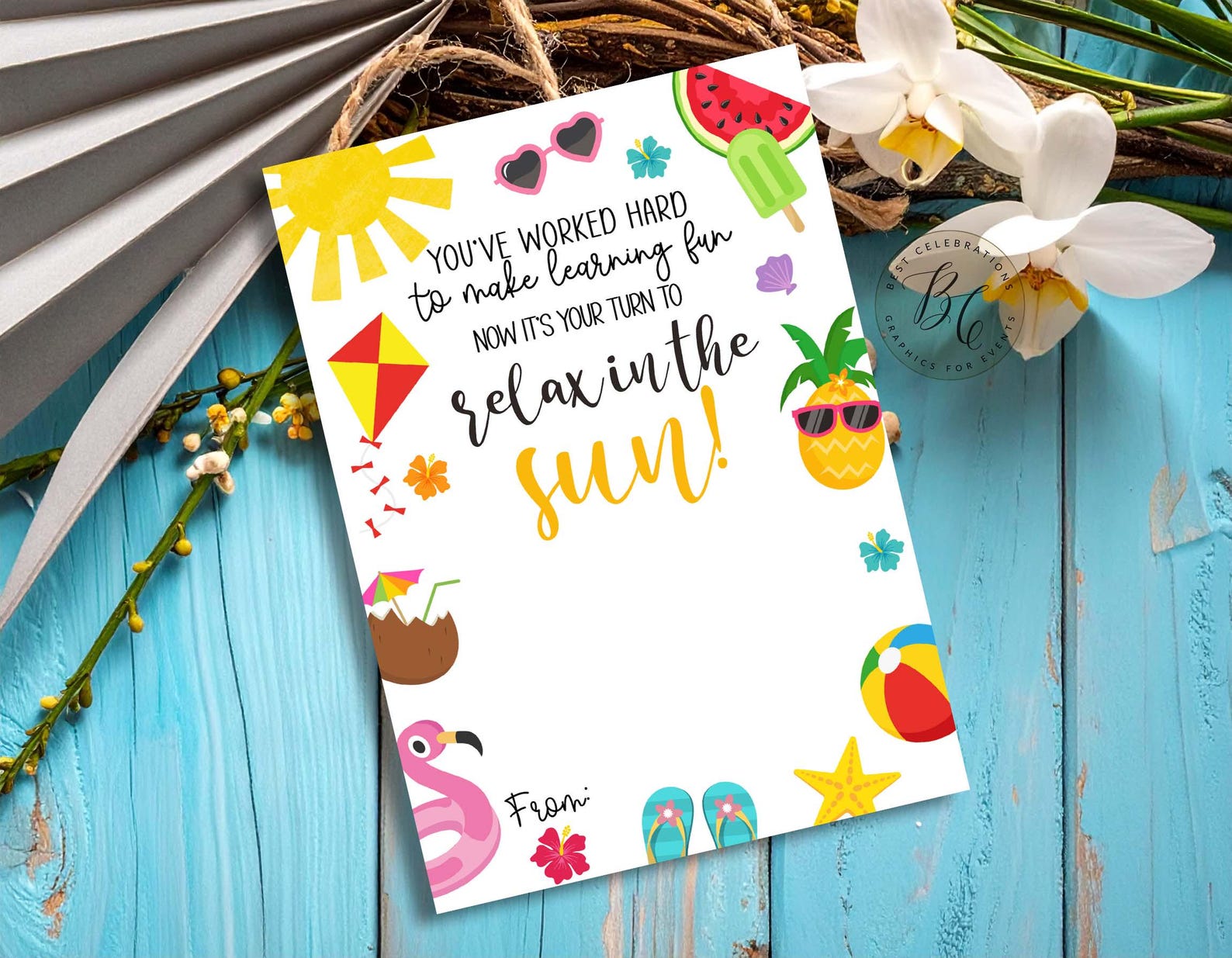 Summer Teacher Appreciation Gift Card Holder: Relax in the Sun (digital ...