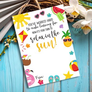 Summer Teacher Appreciation Gift Card Holder: Relax in the Sun (digital ...