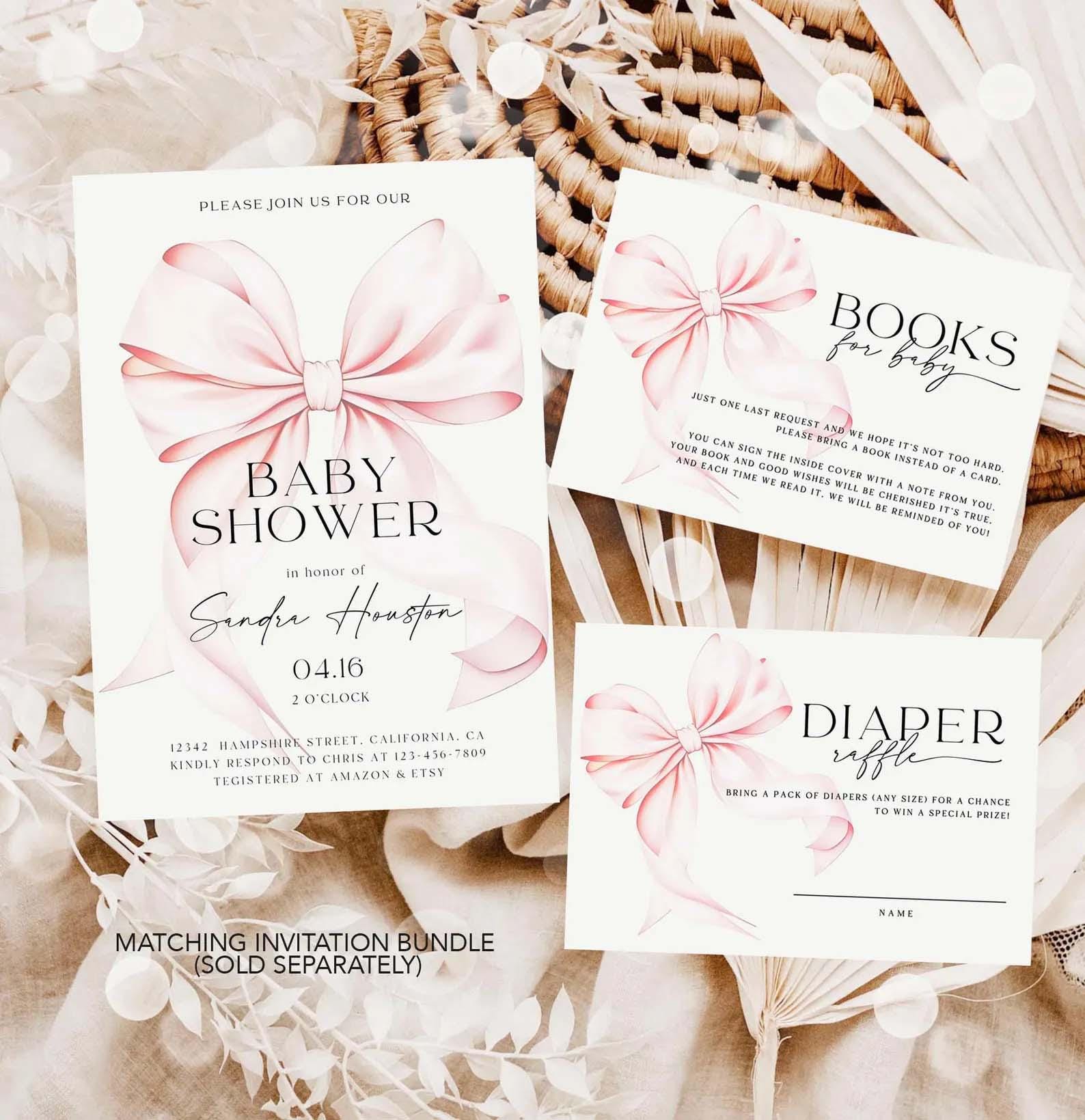 Pink Bow Cupcake Topper: Baby Shower Favor Label (CANVA Template) - Etsy
