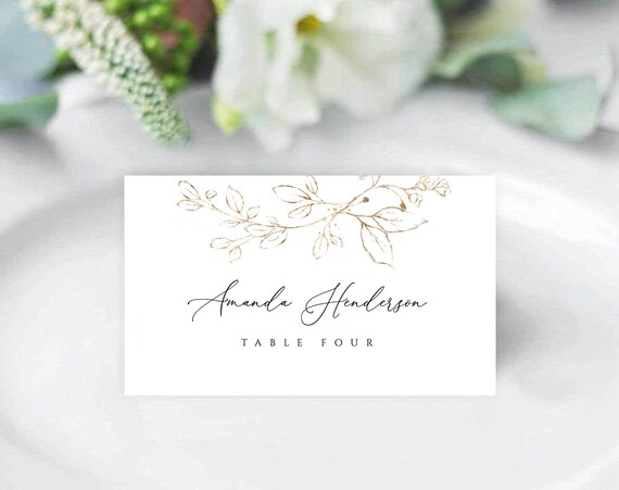 Place Card Template With Meal Icons Editable Wedding Place | Etsy
