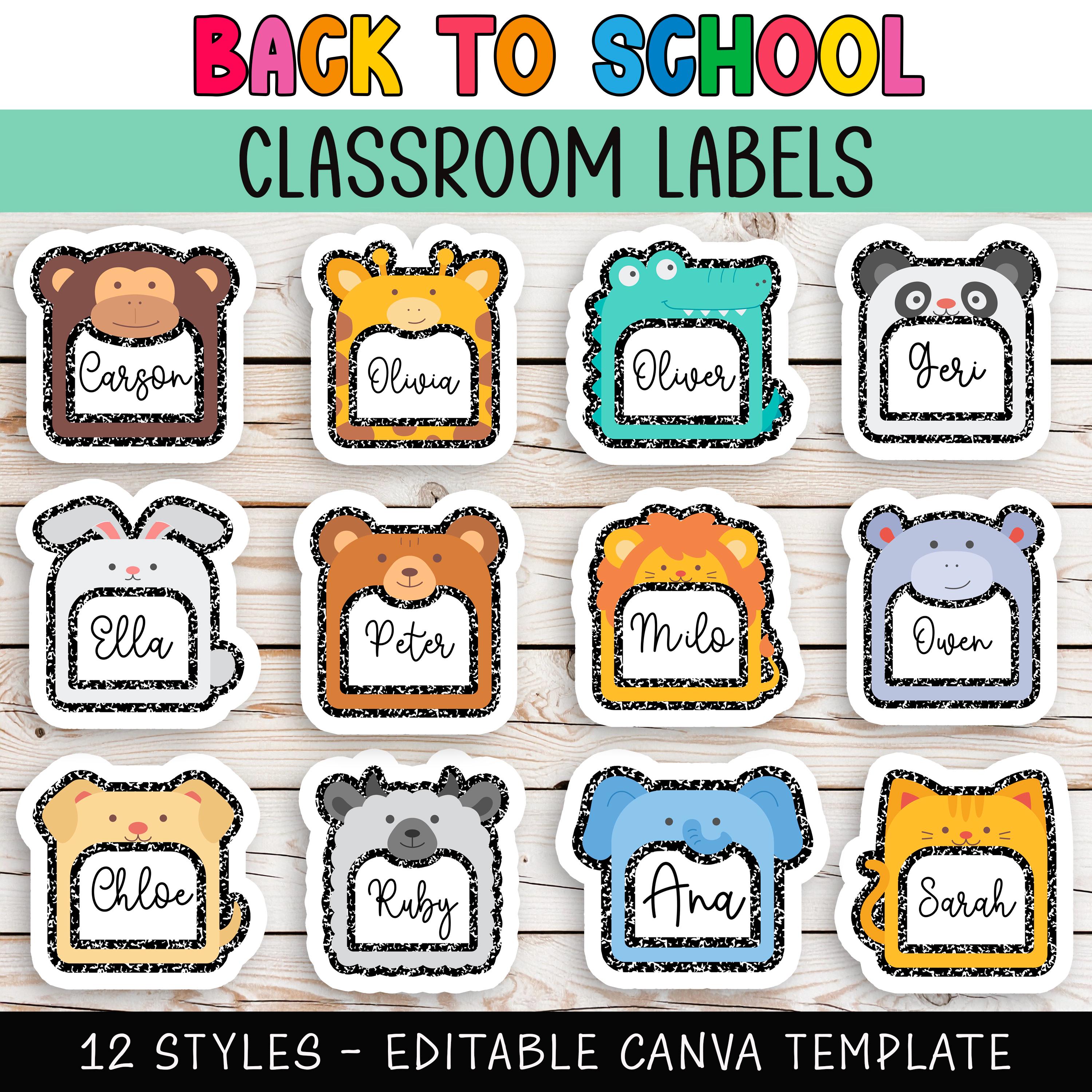 Editable Animal Classroom Labels: Back to School Canva Template ...