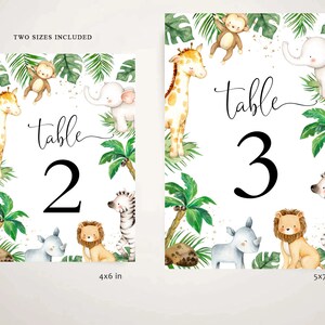 Safari Animals Table Number Template, Gender Neutral Wild One Jungle ...