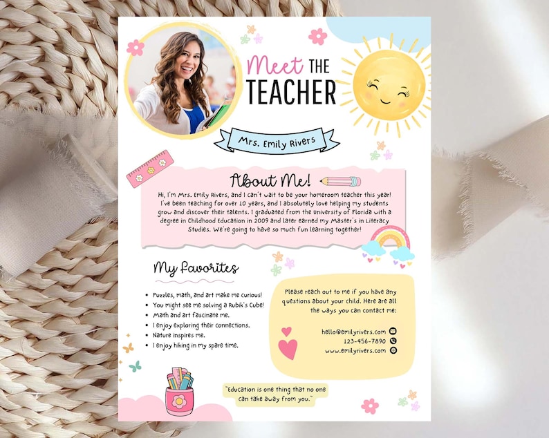 Editable Meet the Teacher Template: Back to School Teacher Intro (canva ...