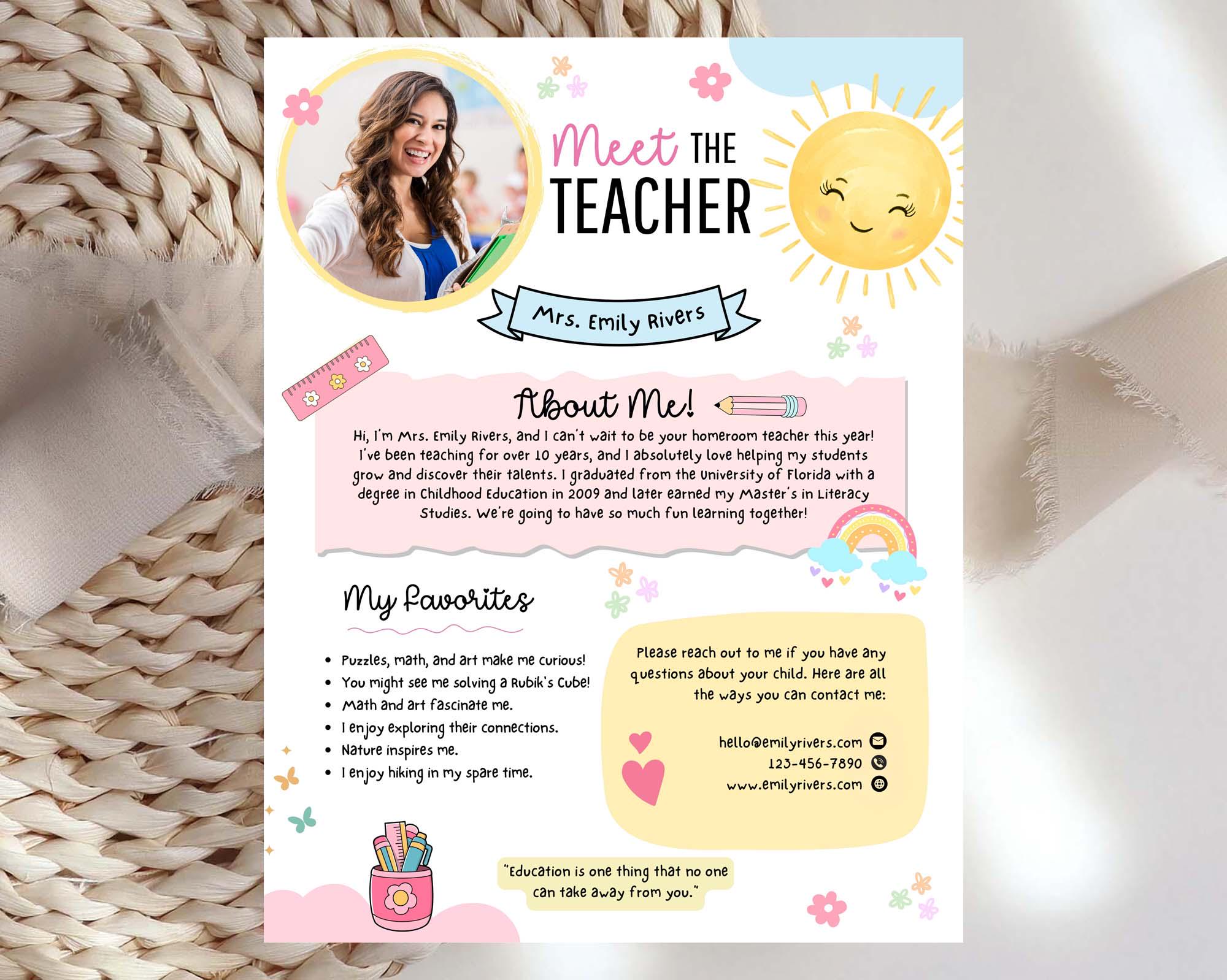 Editable Meet the Teacher Template: Back to School Teacher Intro (canva ...
