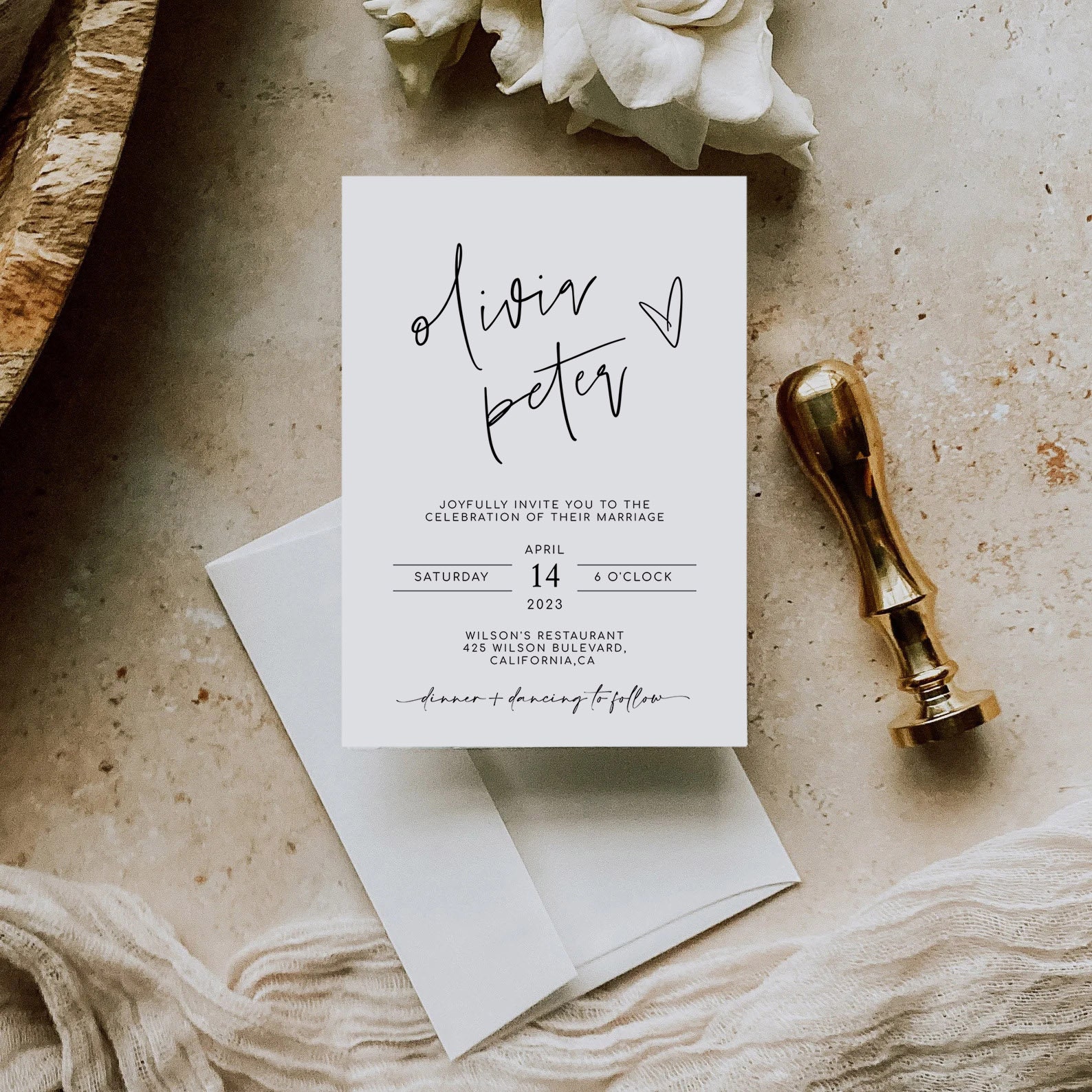 Minimal Wedding Invitation Template Editable Photo Wedding - Etsy