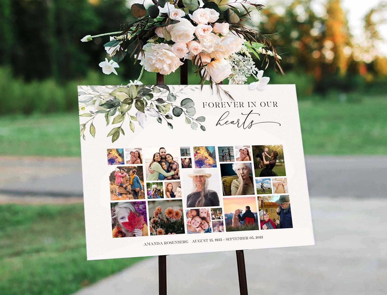 Greenery Funeral Photo Collage Template: Celebration of Life (CANVA ...