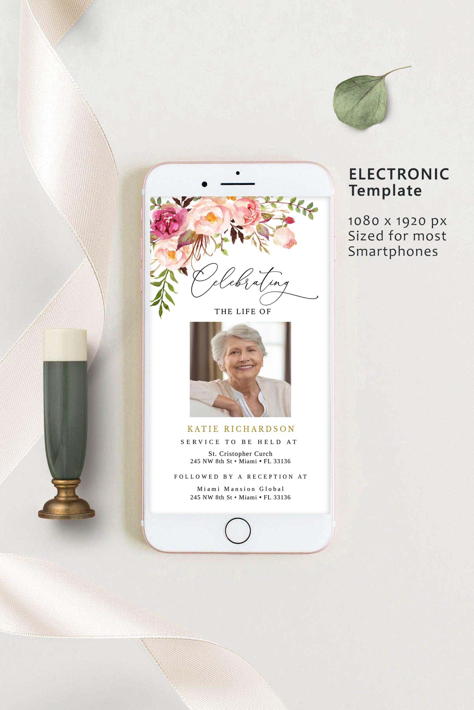 Blush Pink Funeral Template Bundle: Celebration of Life (editable) - Etsy