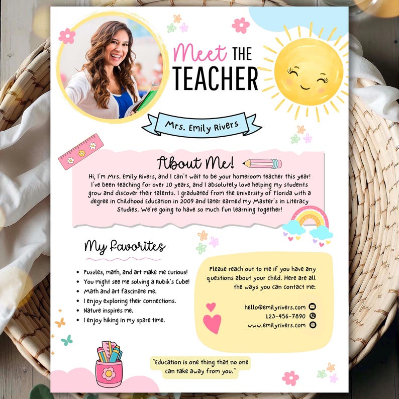 Editable Meet the Teacher Template: Back to School Teacher Intro (canva ...