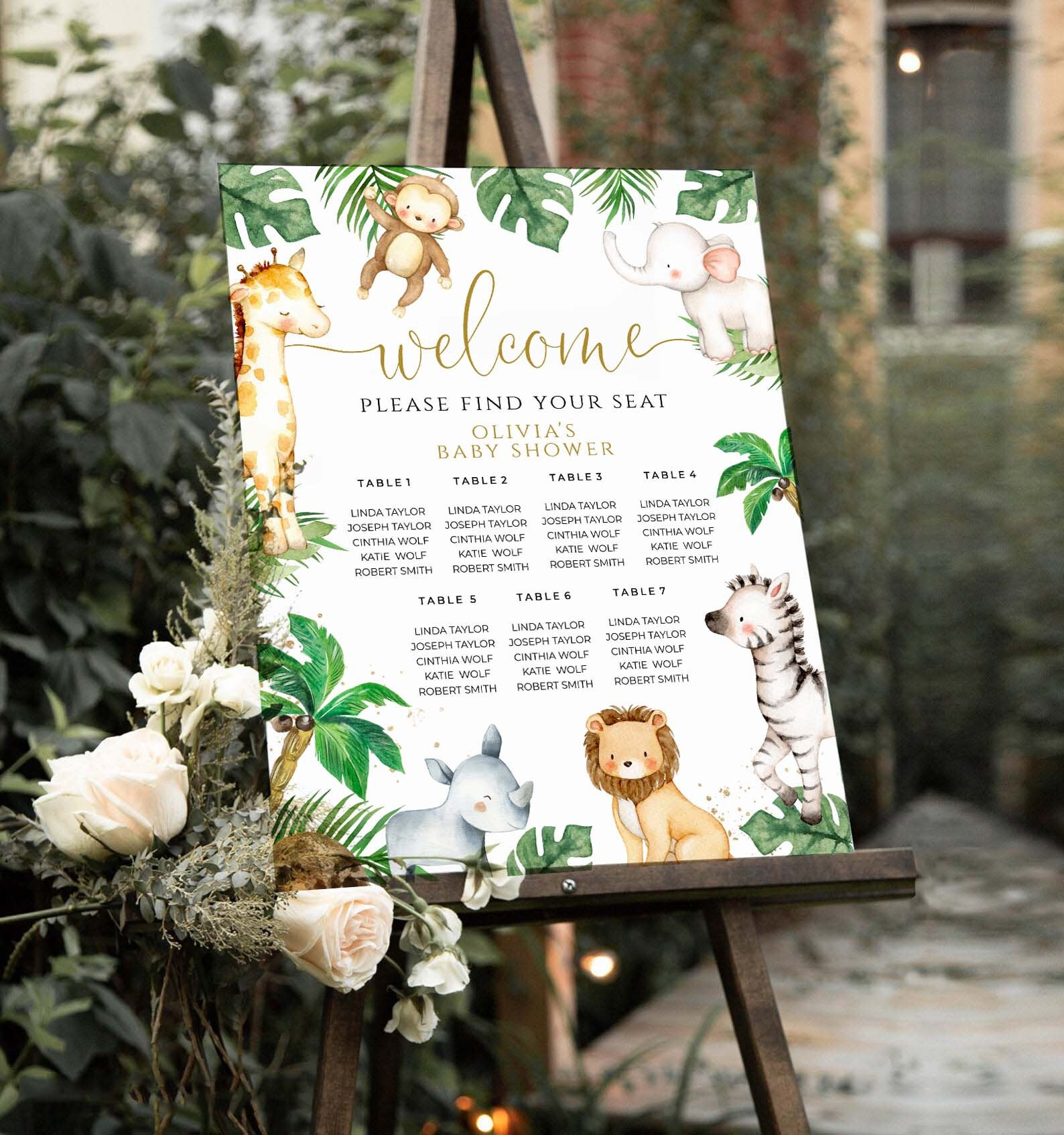 Safari Baby Shower Seating Chart Gender Neutral Wild One - Etsy