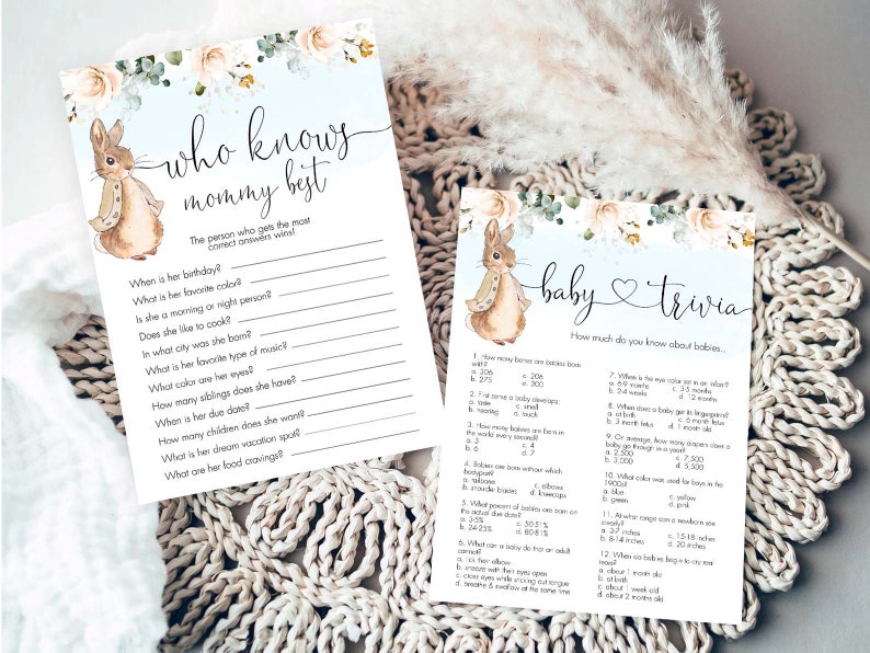 Peter Rabbit Baby Shower Games Gender Neutral Shower Game - Etsy