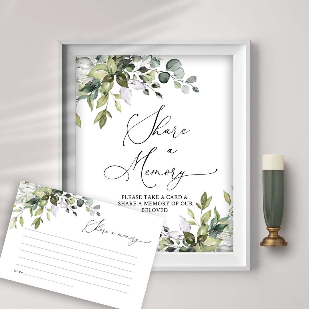 Funeral Share a Memory Sign & Cards Template (instant Download) - Etsy