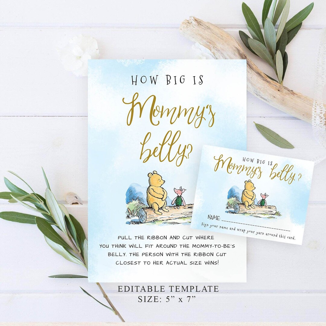Winnie the Pooh Baby Shower Game: Mommy's Belly (digital Download) - Etsy