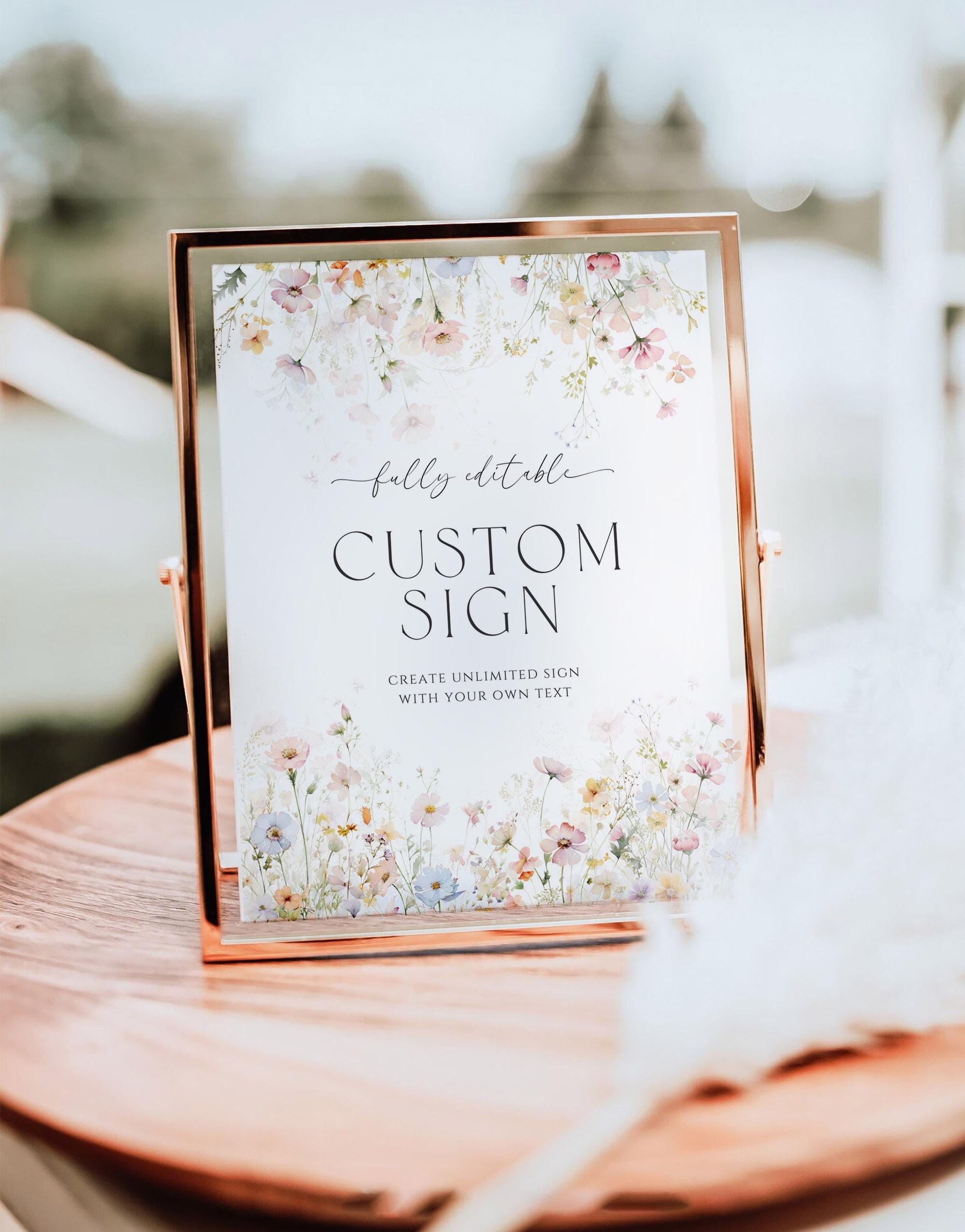 Wildflower Editable Sign Template, Boho Floral Custom Sign, Wedding ...