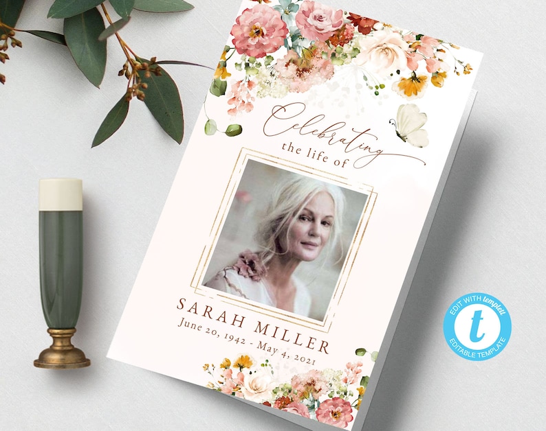 Floral Funeral Program Template: Garden Memorial Service (digital) - Etsy
