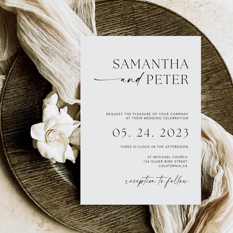 Minimal Wedding Invitation Template Printable Wedding - Etsy