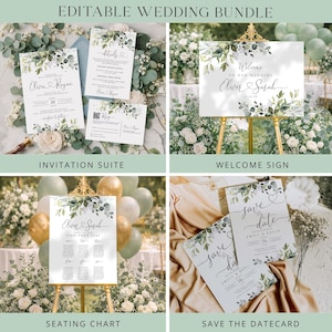 Eucalyptus Wedding Invitation Bundle, Greenery Stationery Templates ...