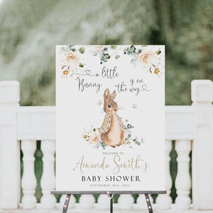 Peter Rabbit Gender Neutral Baby Shower Welcome Sign, Editable Baby ...