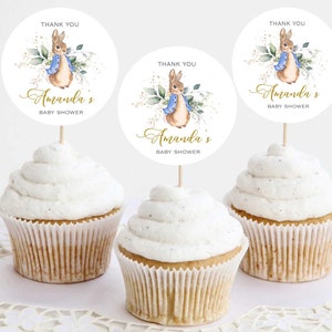 Peter Rabbit Cupcake Topper, Favor Tag, Peter Rabbit Thank You Favor ...