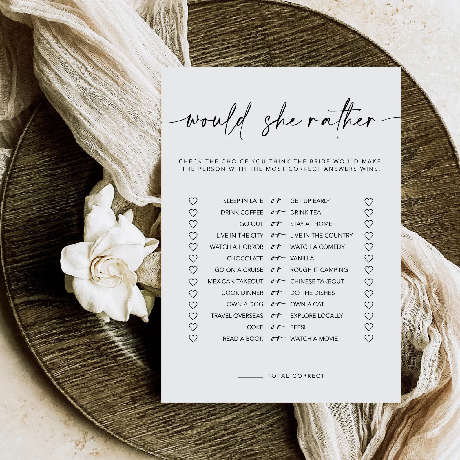 Would She Rather Bridal Shower Game Template Editable - Etsy