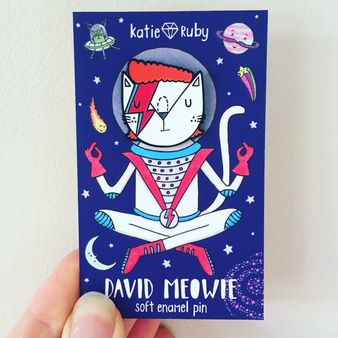 David Meowie Soft Enamel Pin - Etsy