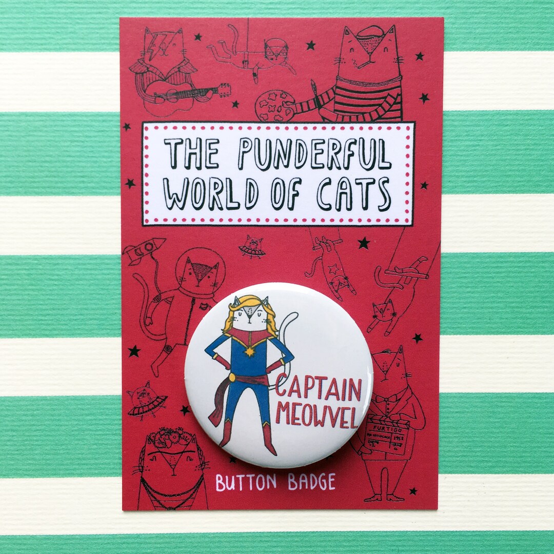Captain Meowvel 32mm Button Badge - Etsy