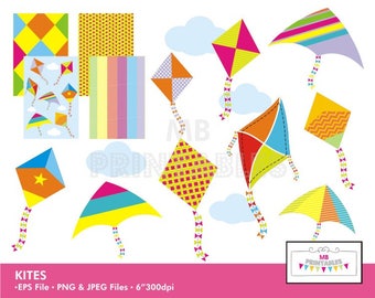 Kites clip art | Etsy