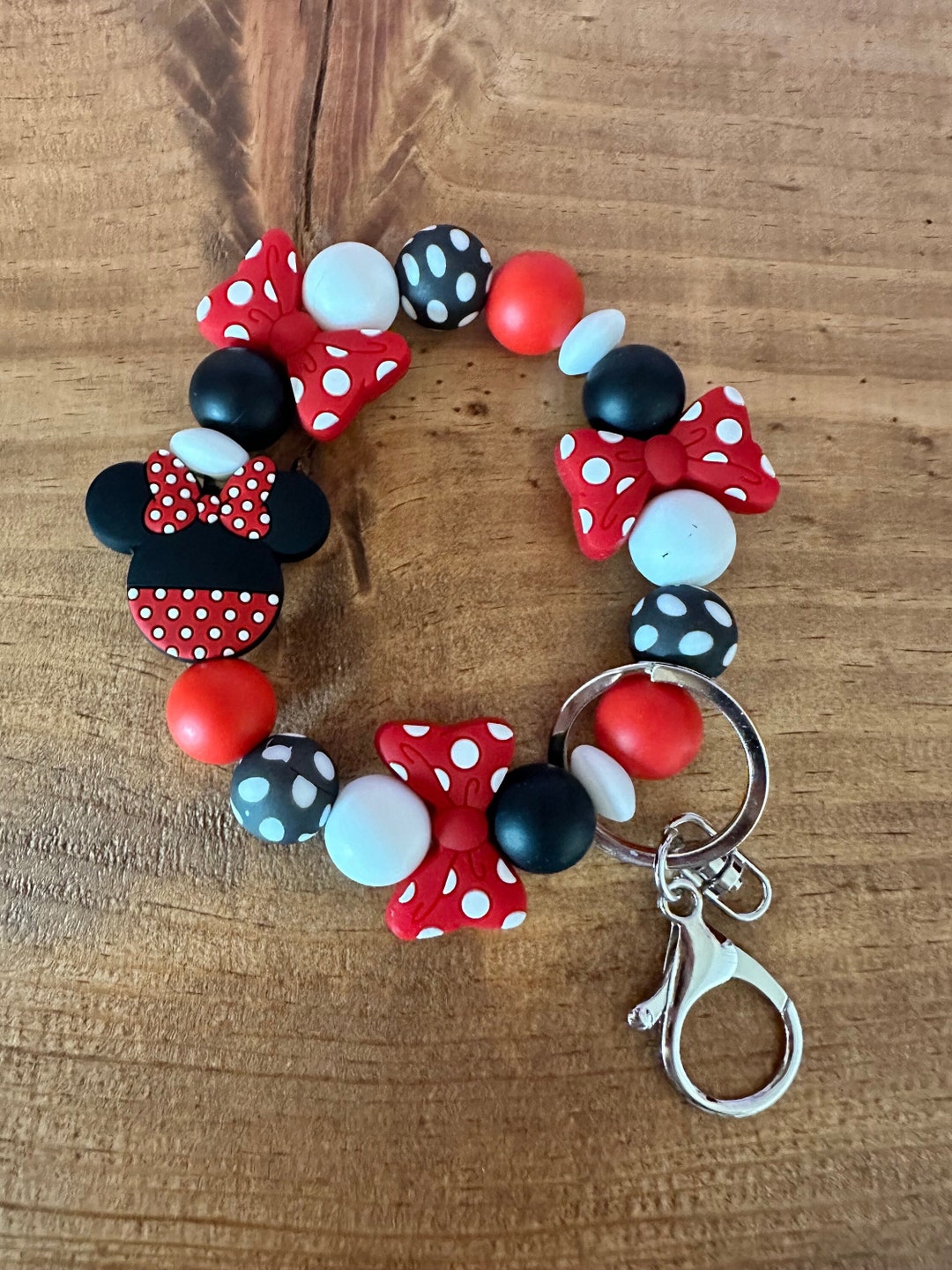 Minnie Mouse and Bows Silicone Keychain Bracelet/disney Keychain - Etsy